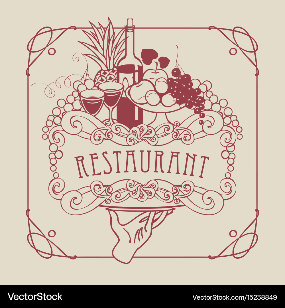 Restaurant menu with hand tray and still life Vector Image