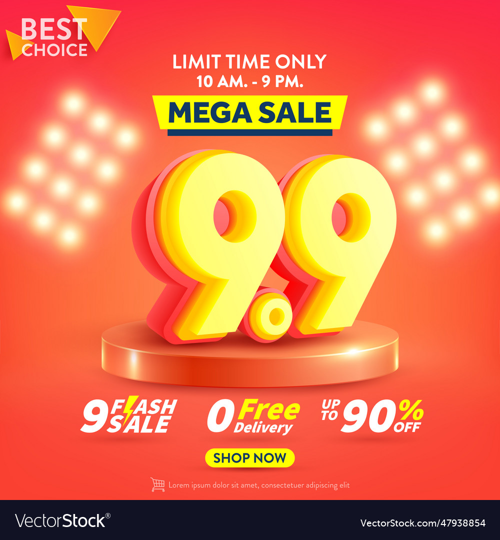 99 shopping day poster or banner with 9 over Vector Image