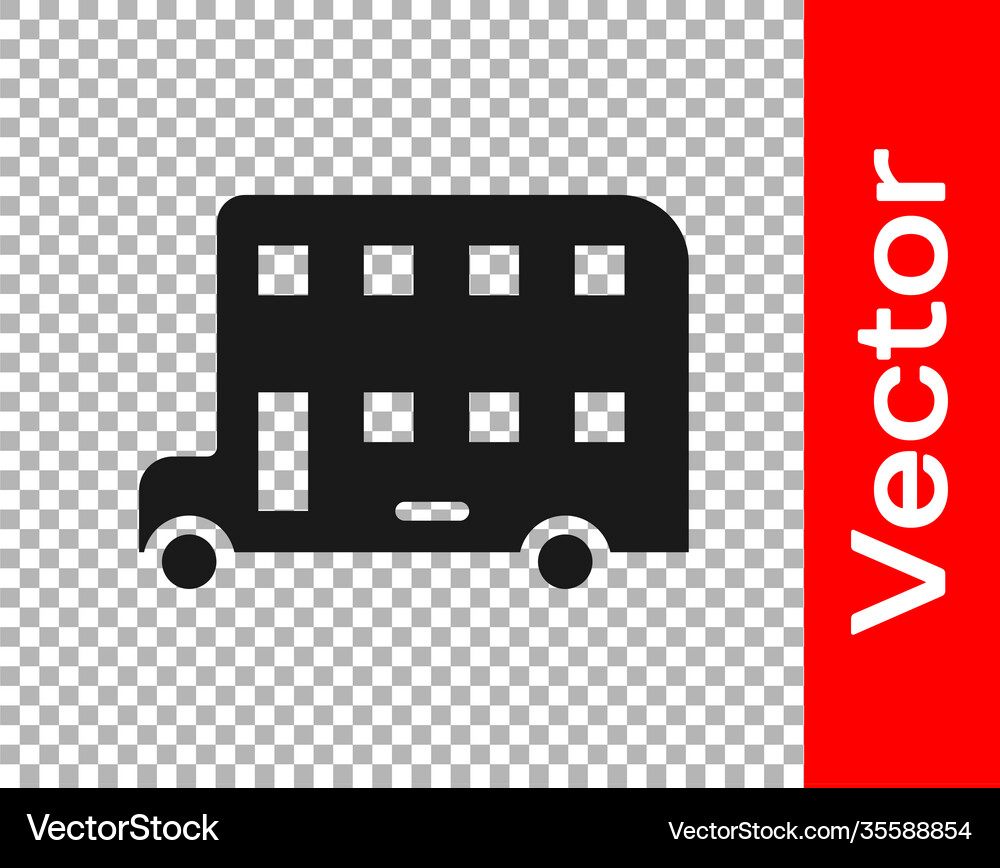 Black double decker bus icon isolated Royalty Free Vector