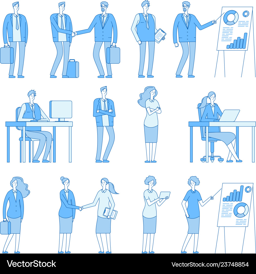 Business line people characters man Royalty Free Vector
