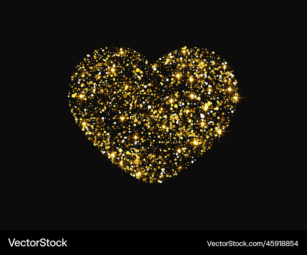 Gold Glitter Heart Sparkle Royalty Free Vector Image
