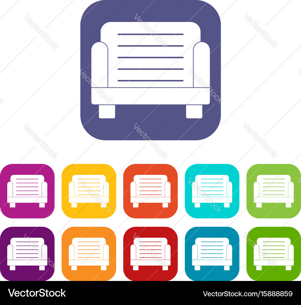 Armchair icons set flat Royalty Free Vector Image