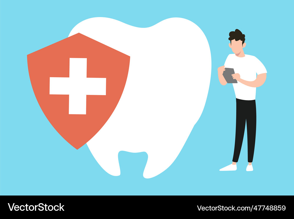 Boy has strong teeth Royalty Free Vector Image