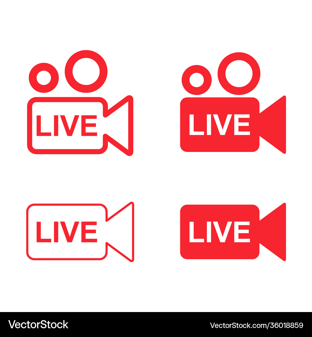 Set live streaming icon collection modern Vector Image