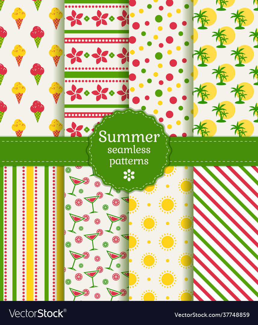 Summer seamless patterns collection Royalty Free Vector