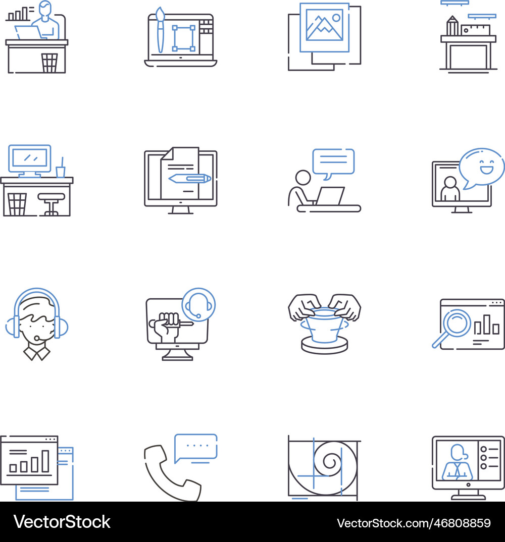 Team activity line icons collection collaboration Vector Image