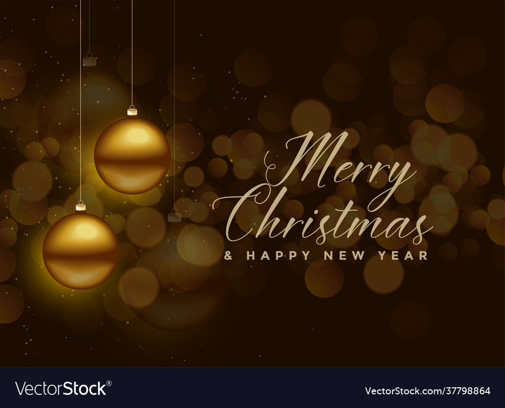 Hanging golden christmas ball bokeh background Vector Image Hanging golden christmas ball bokeh background Vector Image