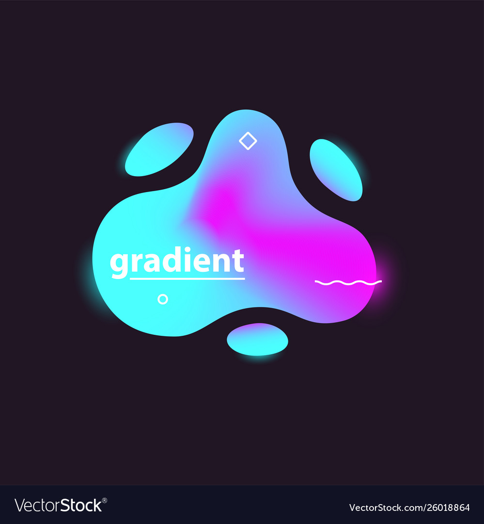 Holographic gradient blobs dark background Vector Image