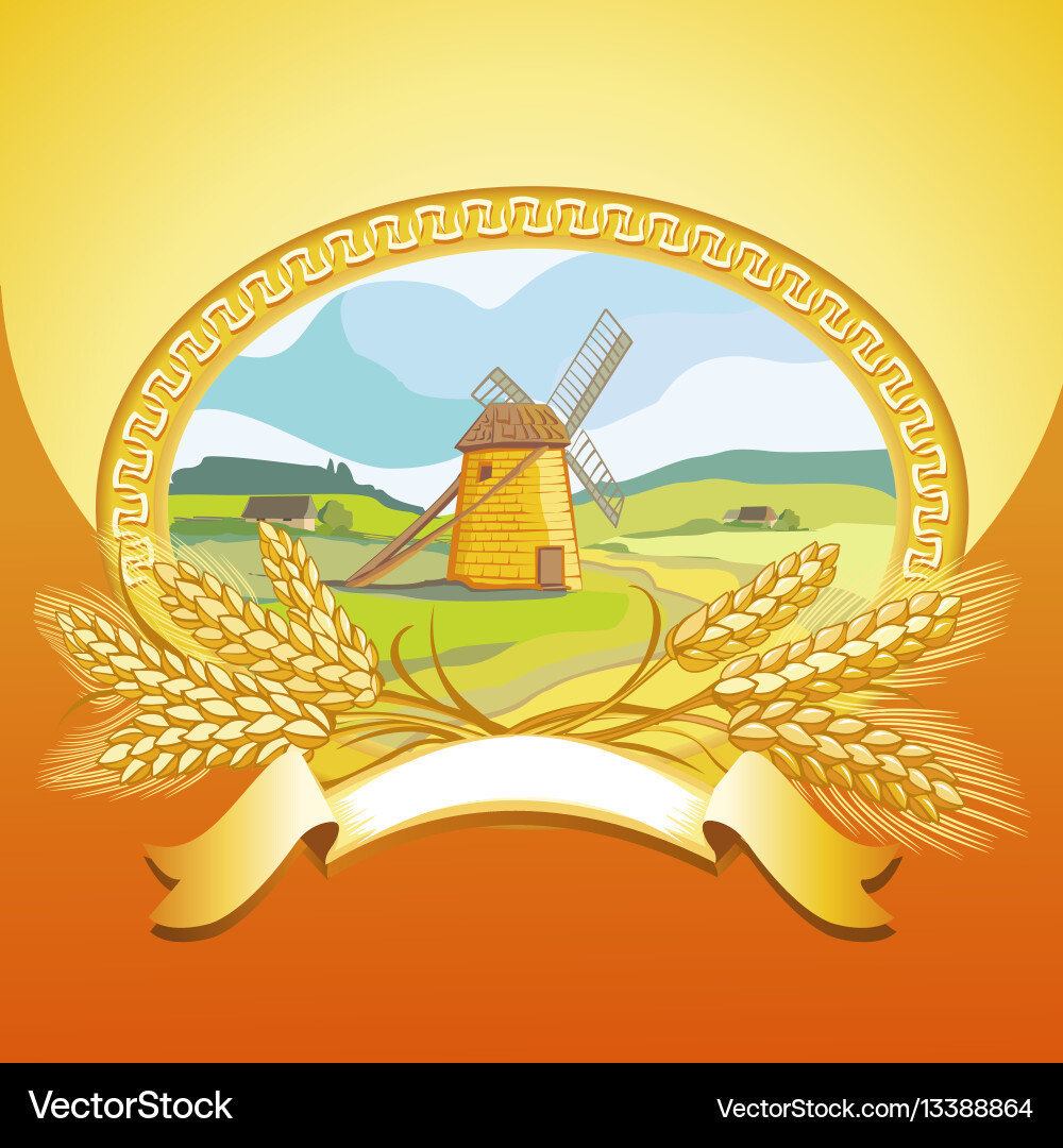 Mill and wheat Royalty Free Vector Image - VectorStock