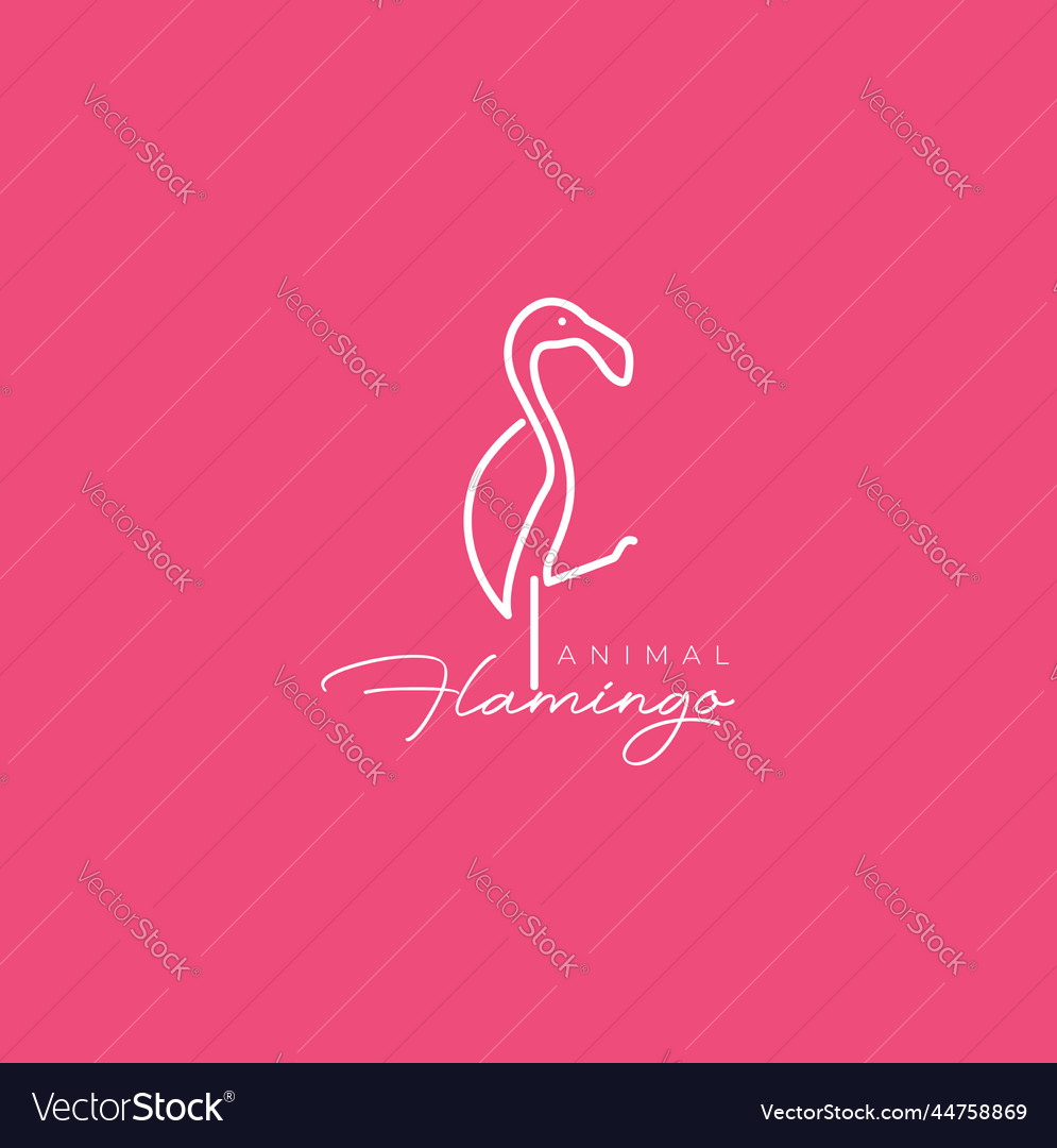 Flamingo lake line minimal modern logo design Vector Image