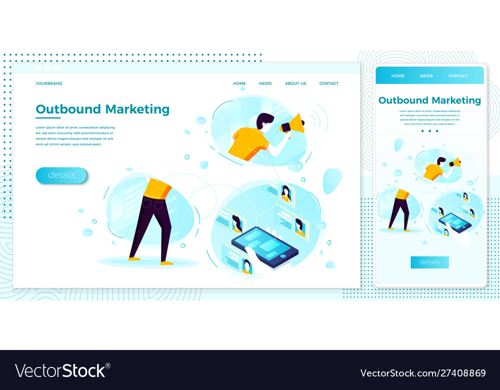 Online outbound marketing man with speaker Vector Image Online outbound marketing man with speaker Vector Image