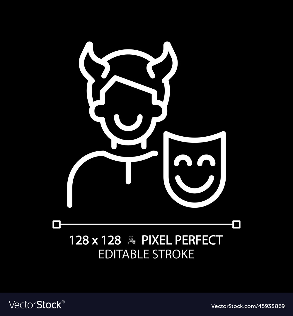 Trickster pixel perfect white linear icon Vector Image Trickster pixel perfect white linear icon Vector Image