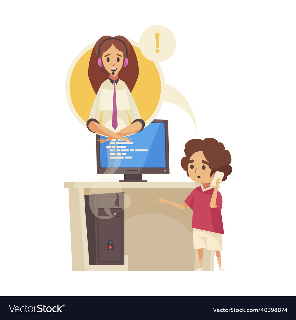 Computer tech support composition Royalty Free Vector Image