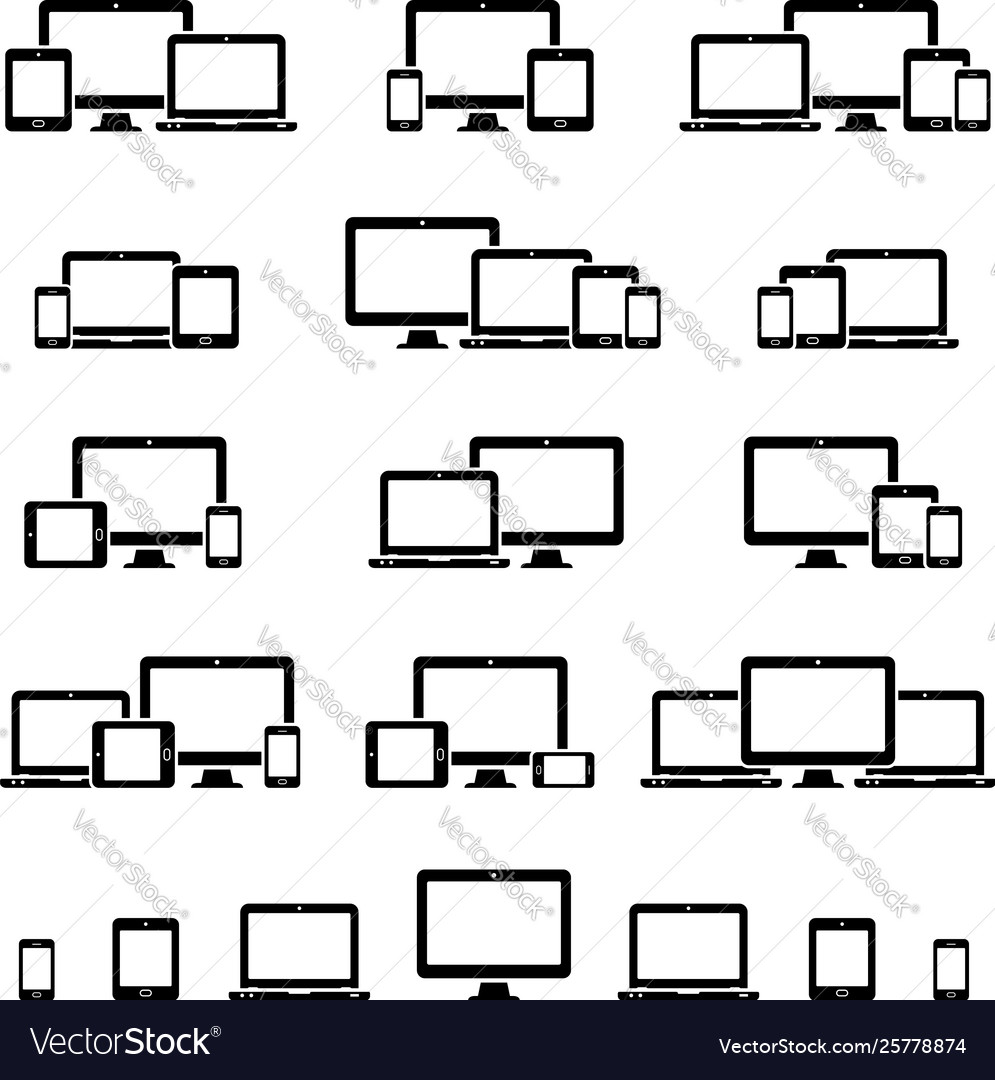 Responsive web design icons for computer monitor Vector Image