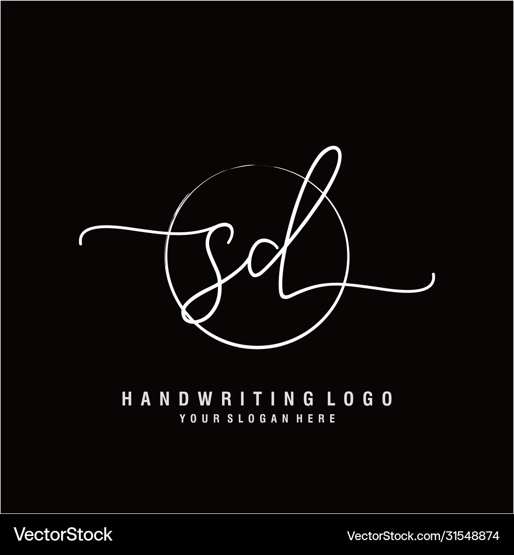 Sd initial handwriting logo design Royalty Free Vector Image