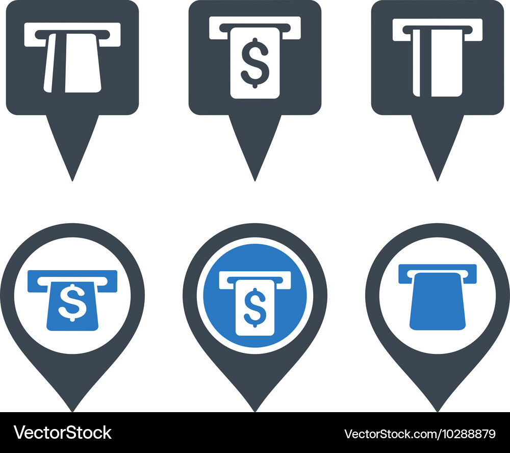 Atm map marker flat icons Royalty Free Vector Image