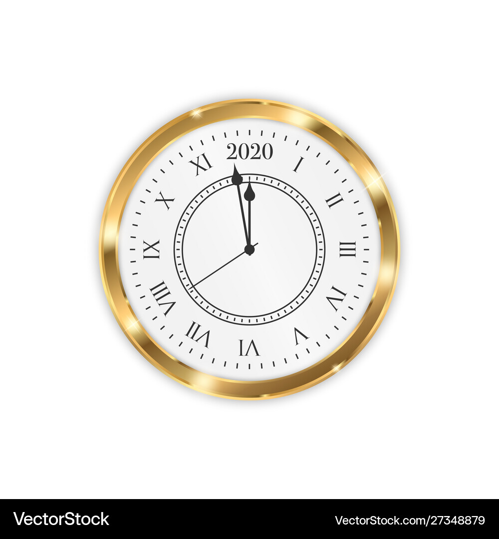 New year 2020 clock with countdown Royalty Free Vector Image