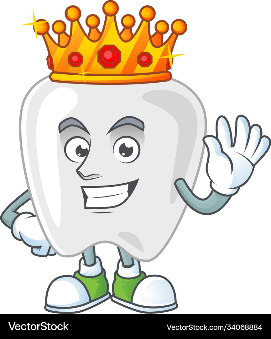 Charismatic king teeth wearing gold crown Vector Image