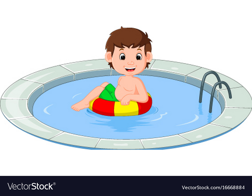Cute little kids swimming with inflatable circle Vector Image Cute little kids swimming with inflatable circle Vector Image