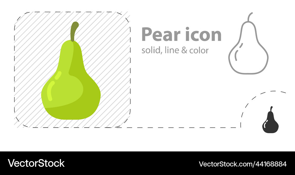 Pear isolated flat line icon Royalty Free Vector Image