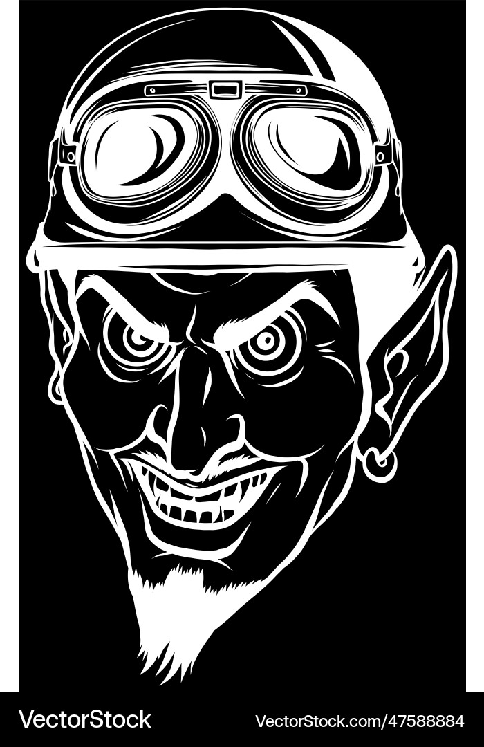 White silhouette of hand drawing devil wearing Vector Image