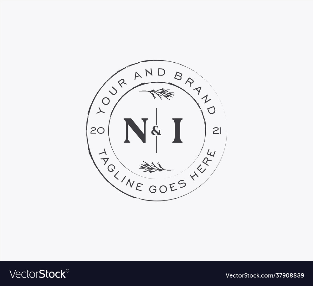 Initial ni letters floral frames botanical Vector Image Initial ni letters floral frames botanical Vector Image