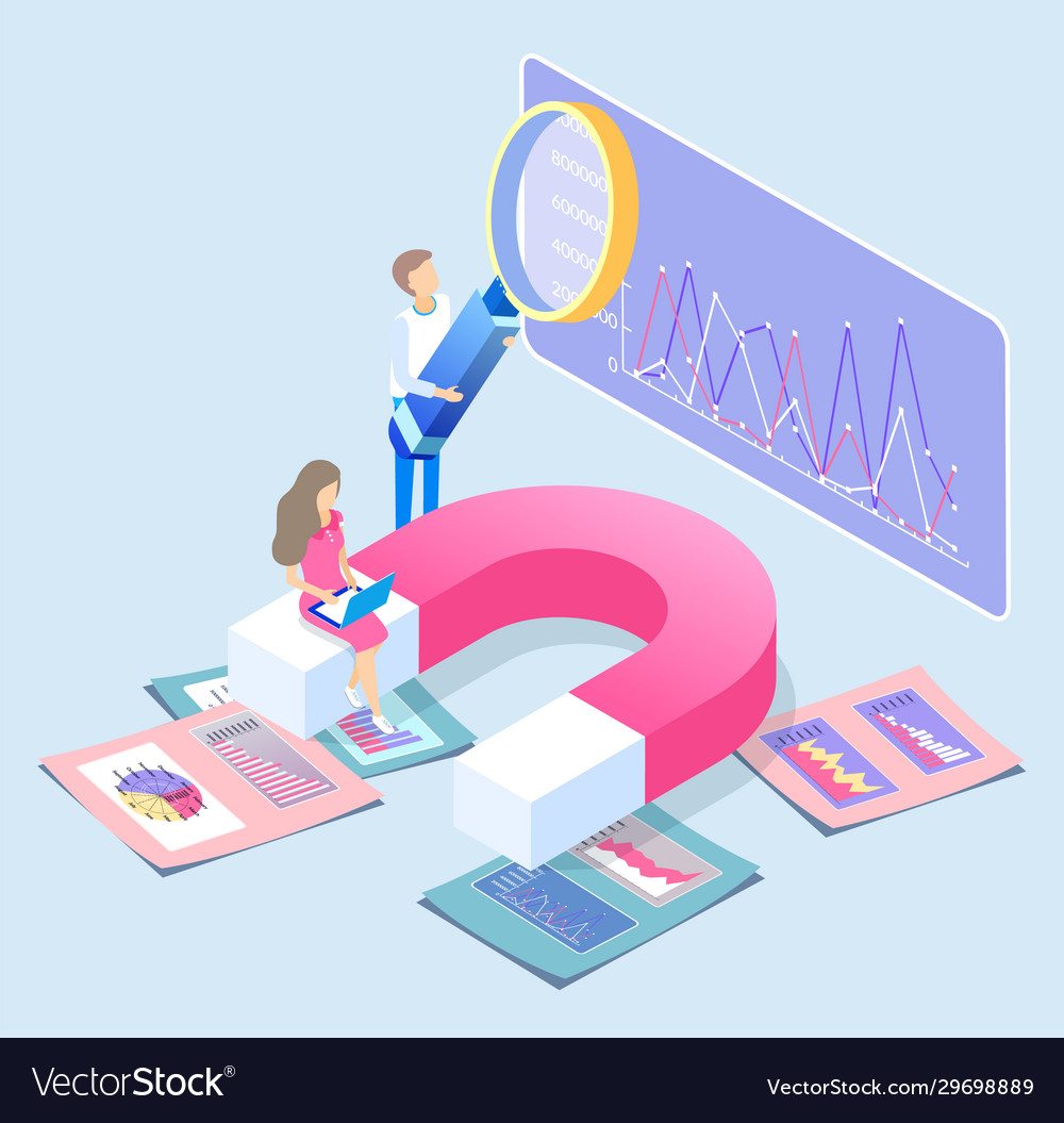 People analysing stats and data in visual form Vector Image People analysing stats and data in visual form Vector Image