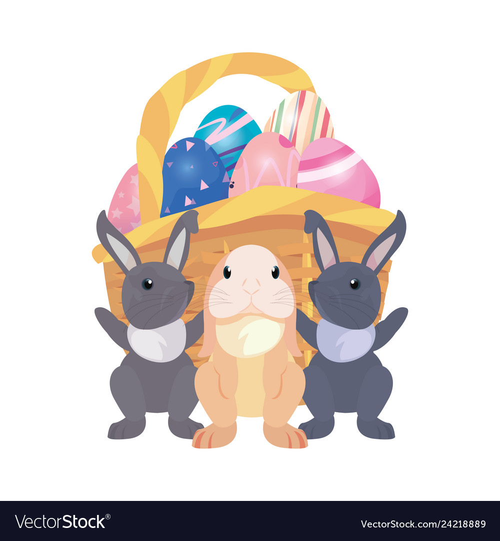 Rabbits eggs easter Royalty Free Vector Image - VectorStock