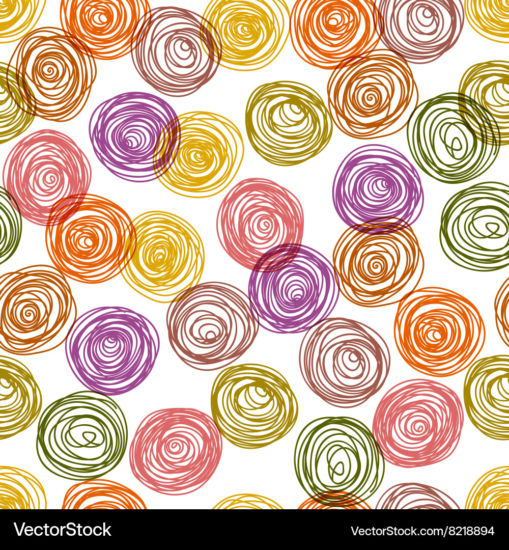 Colorful doodle circles simple geometric seamless Vector Image