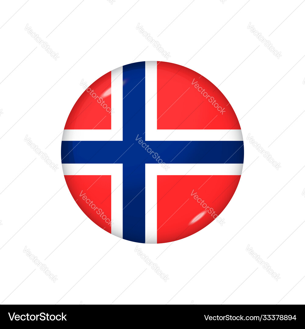 Round flag norway button icon glossy badge Vector Image