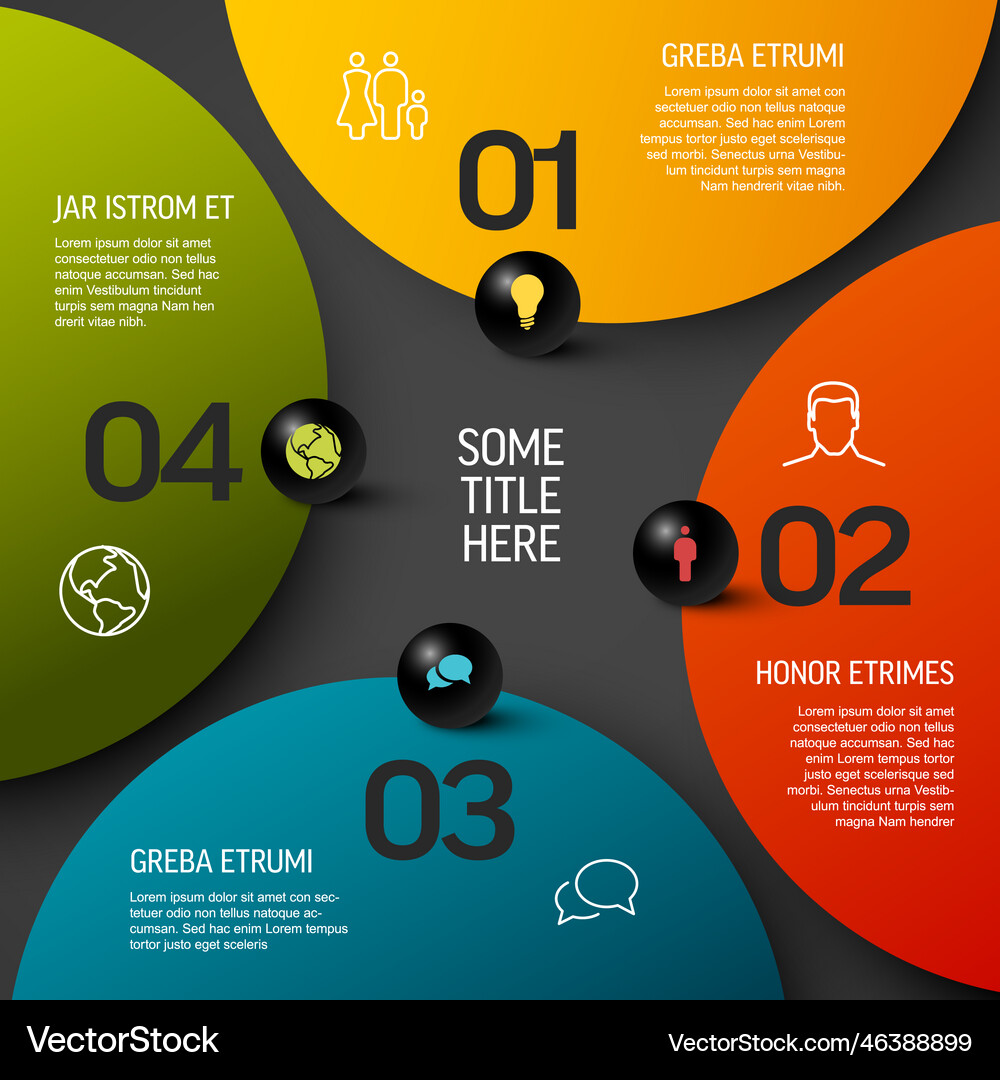Abstract dark infographic template with 4 steps Vector Image