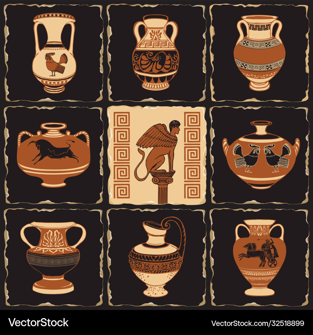 Decorative banners on theme ancient greece Vector Image