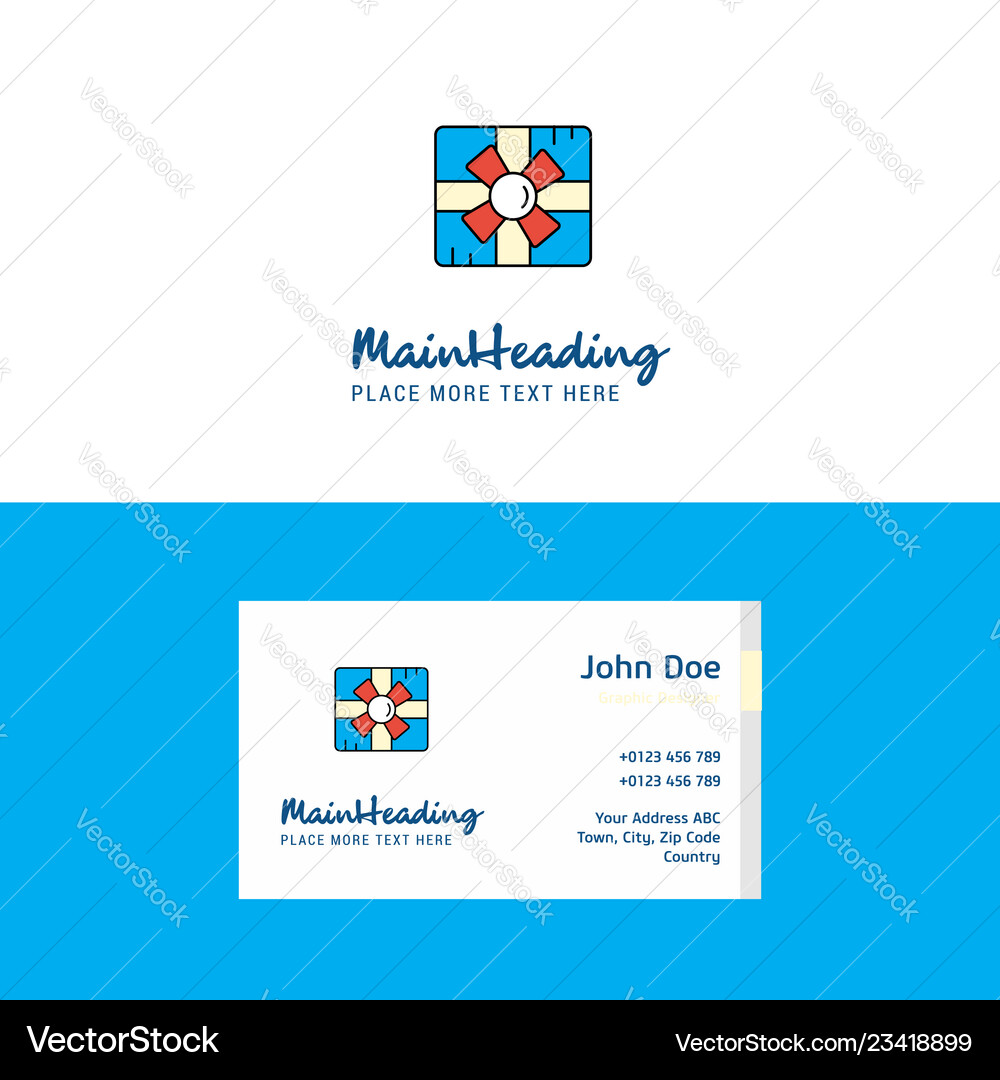 Flat giftbox logo and visiting card template Vector Image