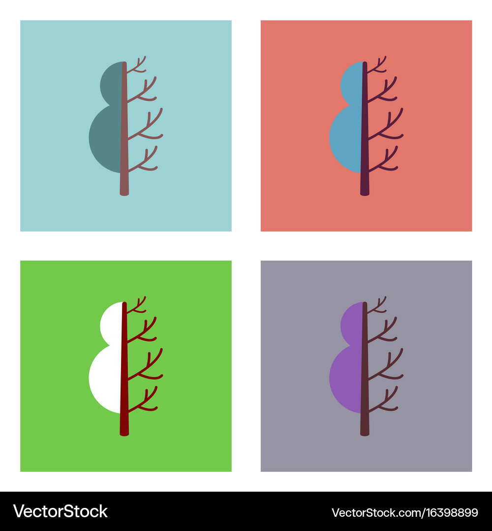 Flat icon design collection tree in winter Vector Image