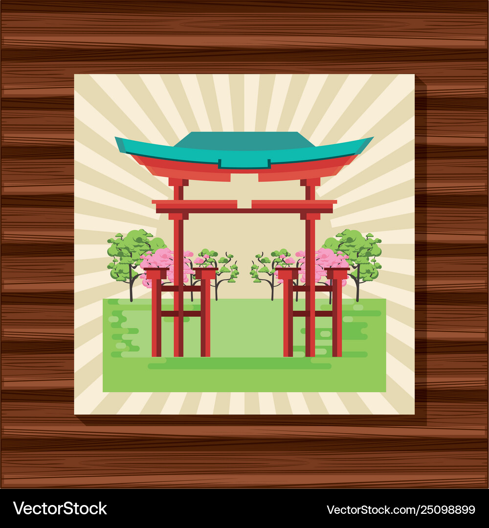 Japanese temple in nature Royalty Free Vector Image