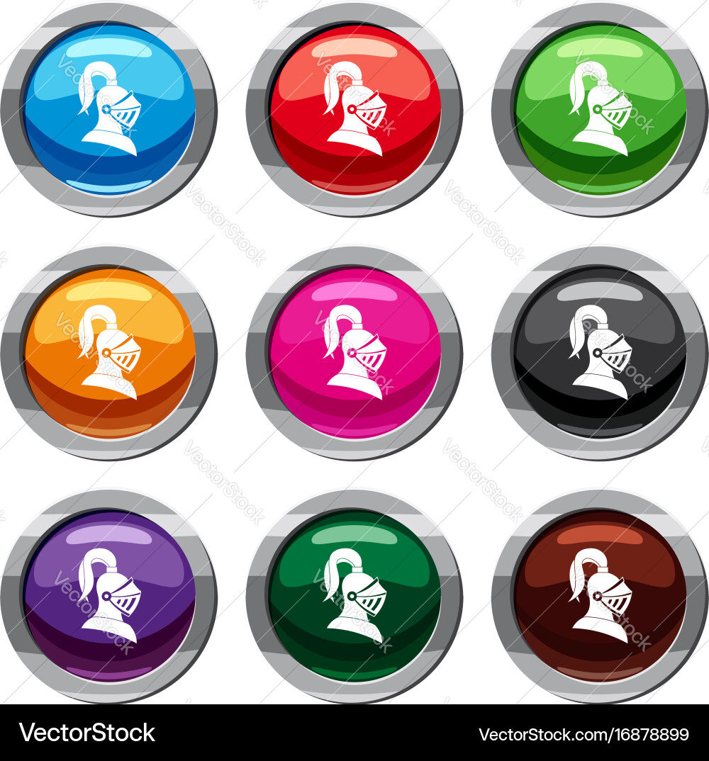 Medieval helmet set 9 collection Royalty Free Vector Image