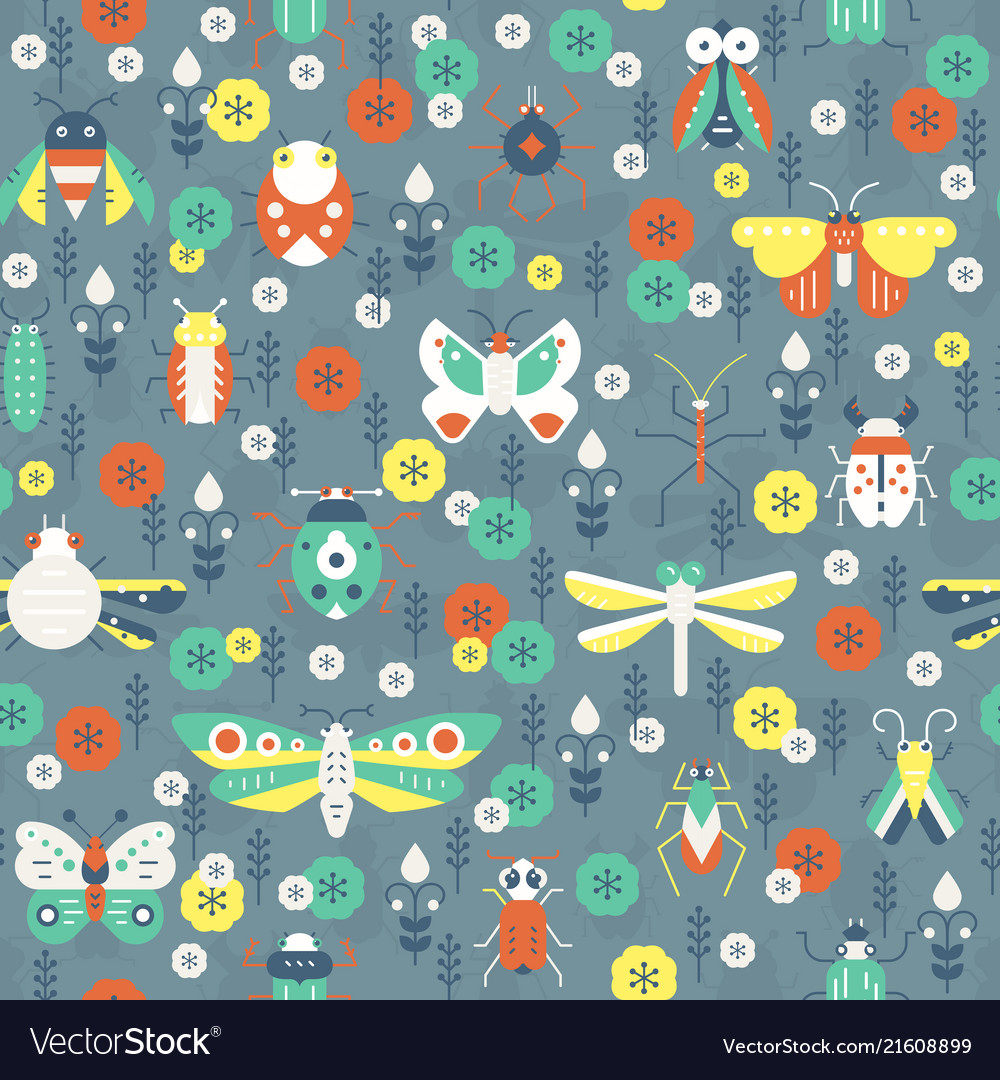 Pattern with bugs Royalty Free Vector Image - VectorStock