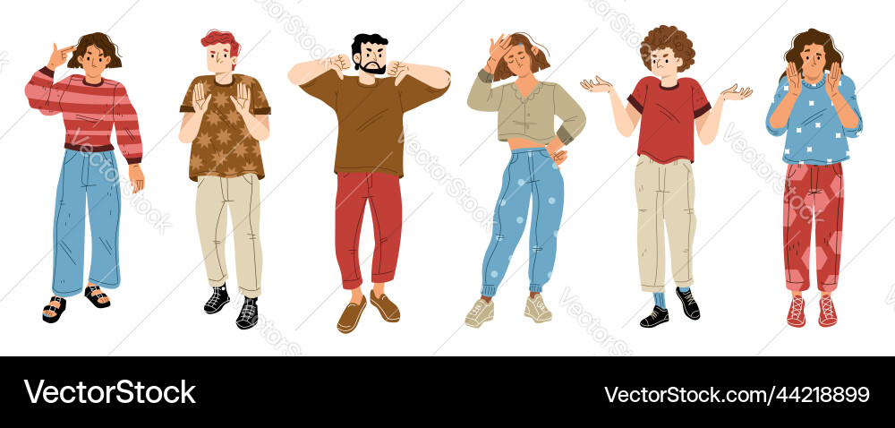 People with negative emotions and gestures Vector Image
