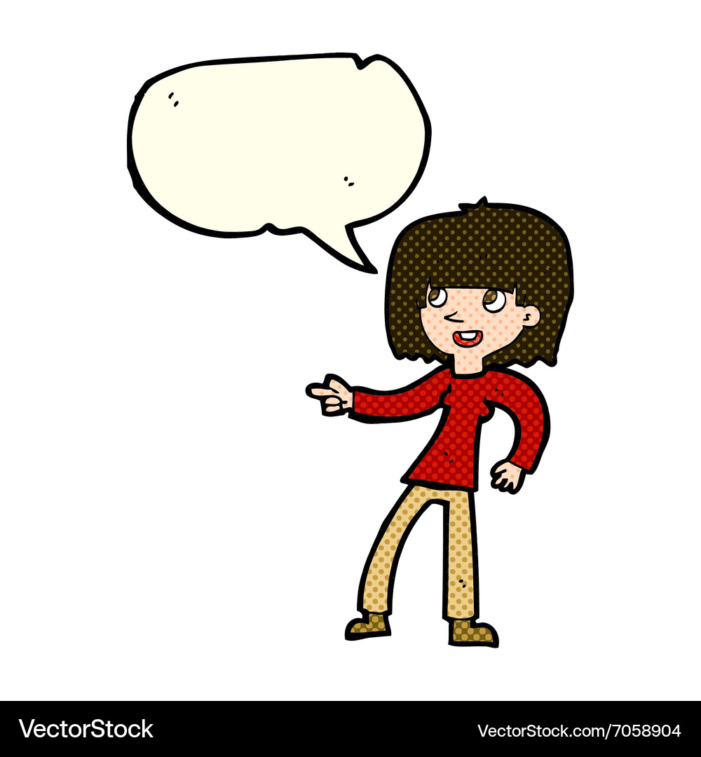 Cartoon girl pointing with speech bubble Vector Image