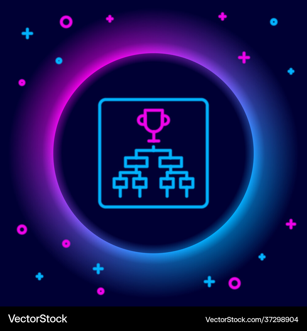 Glowing neon line results and standing tables Vector Image