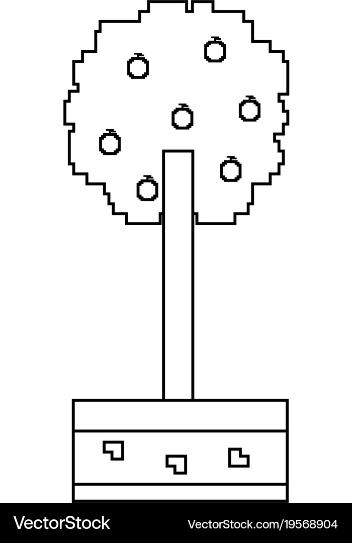 Pixelated tree with fruits nature ecology Vector Image