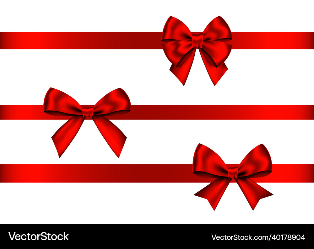 Red gift bows set for year Royalty Free Vector Image