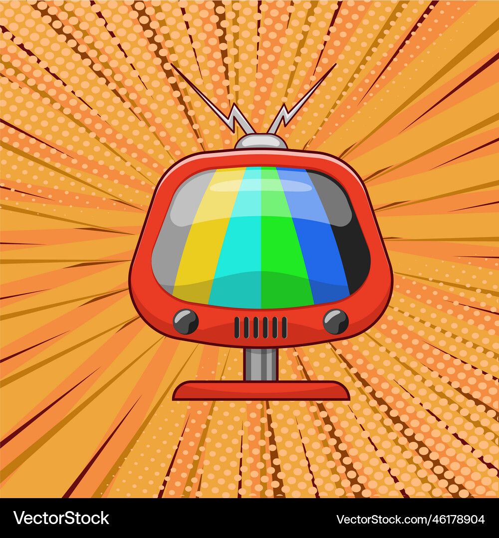 Vintage old television with comic superhero Vector Image