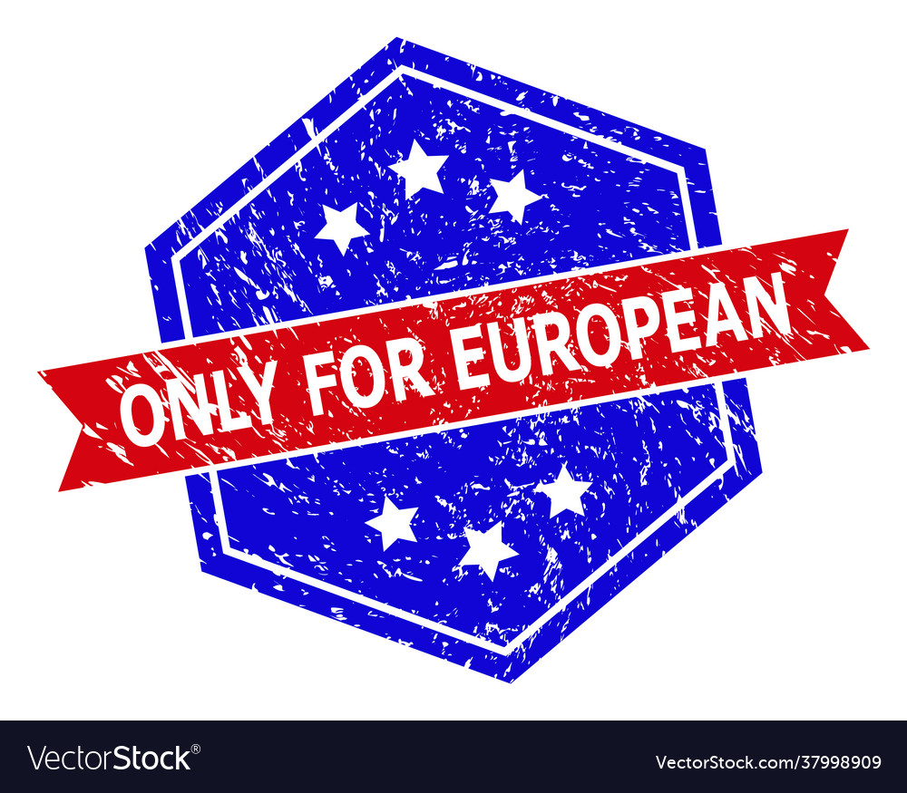 Hexagon Bicolor Only For European Stamp Seal Vector Image