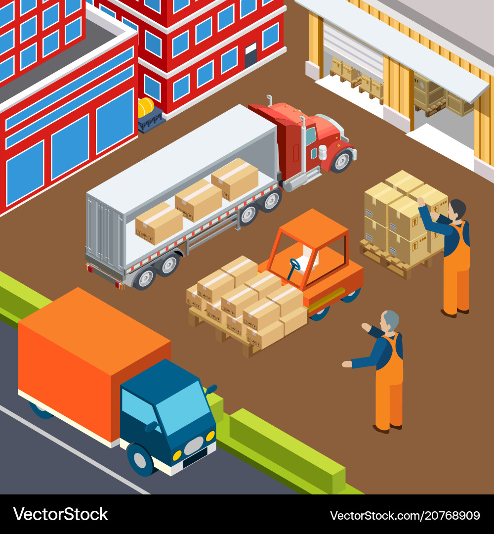 Industrial vehicular loading composition Vector Image