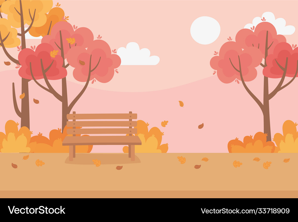 Landscape in autumn scene fall leaves trees Vector Image