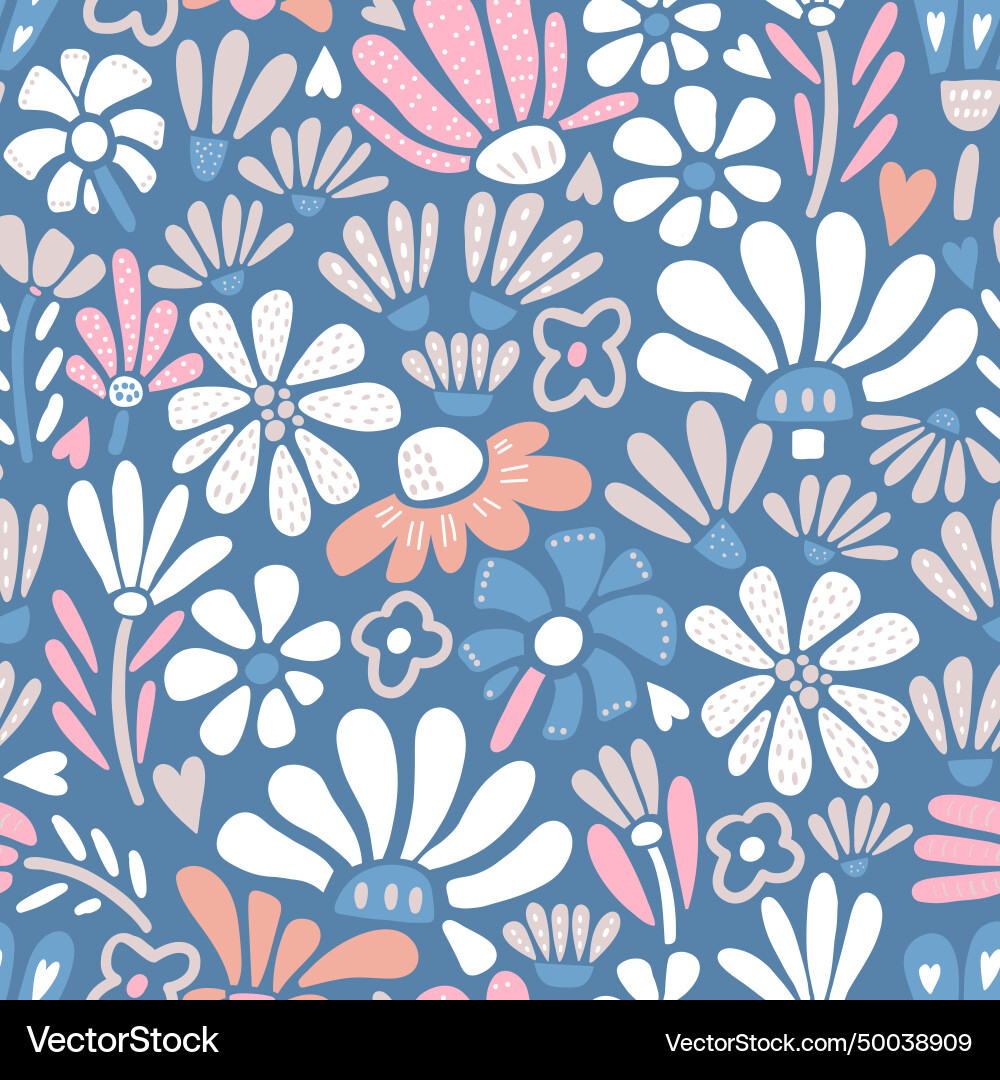 Pastel seamless floral pattern design detailed Vector Image