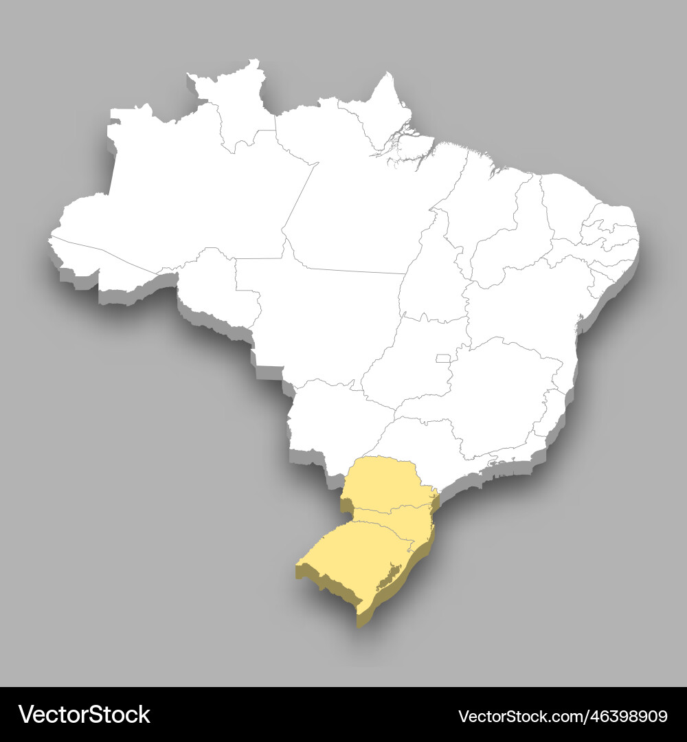 South region location within brazil map Royalty Free Vector