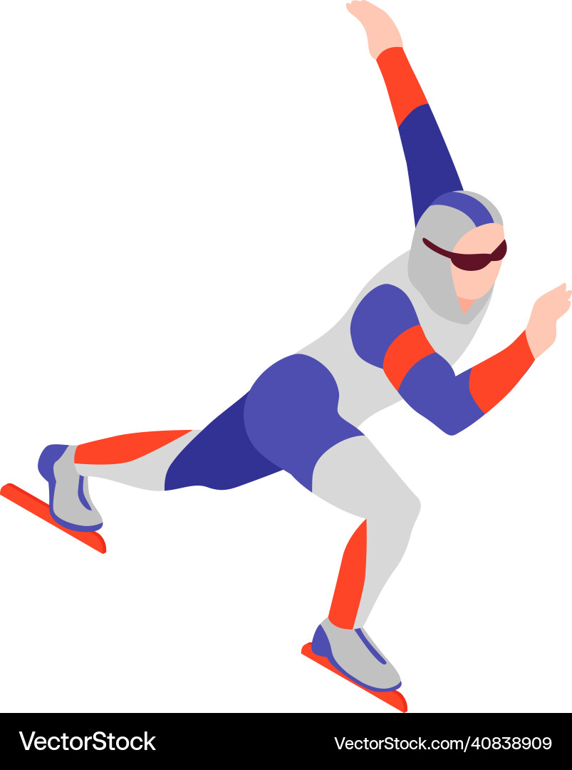 Speed skating isometric composition Royalty Free Vector
