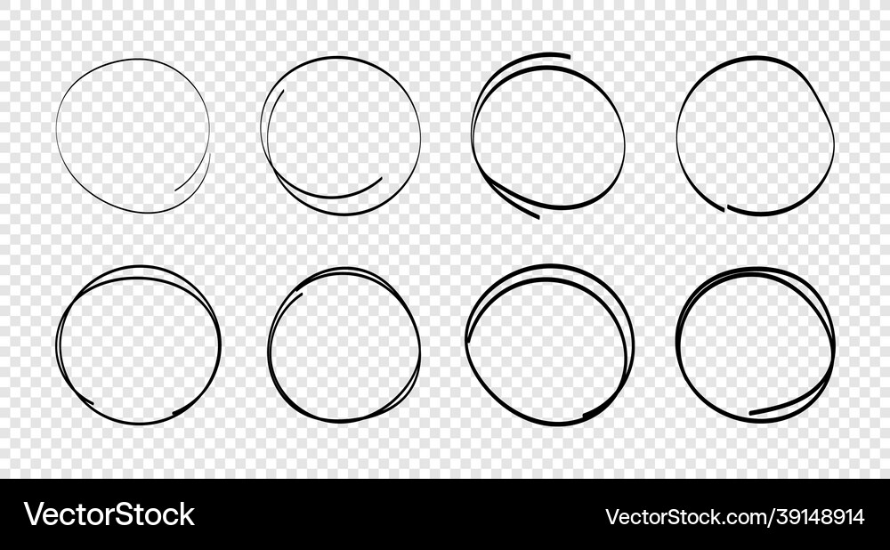 Circle line sketches set isolated design Vector Image